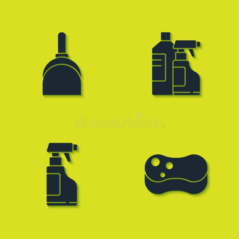 Set Dustpan, Sponge, Spray Bottle with Detergent Liquid and Bottles for ...