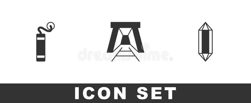 Set Dynamite, Mine Entrance and Gem Stone Icon. Vector Stock Vector ...