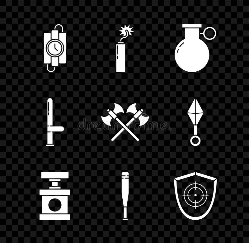 Set Dynamite Stick and Timer Clock, Dynamite Bomb, Hand Grenade, Handle ...