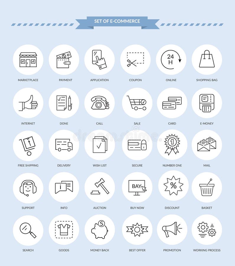 Set of E-commerce Icons stock vector. Illustration of process - 69287586