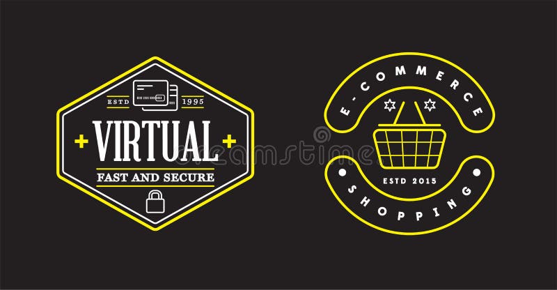 Set of E-Commerce Online Shopping Signs with Icons Stock Vector ...