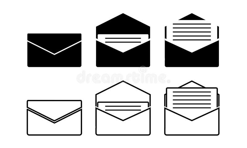 Set of E Mail Icon Symbol. E Mail Sent, Received, Opened and Read. for ...