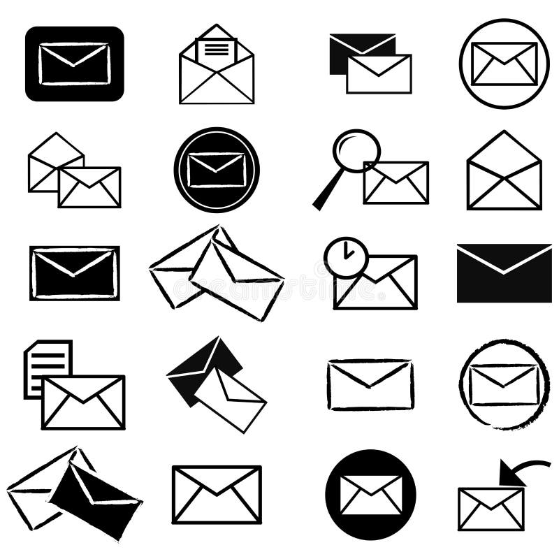 Set of e-mail icons stock vector. Illustration of blank - 18213881