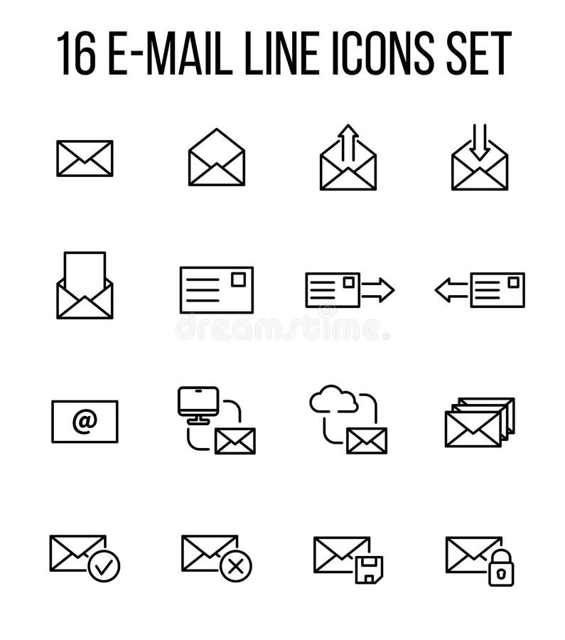 Set of E-mail Icons in Modern Thin Line Style. Stock Vector ...