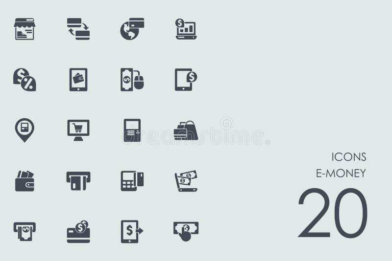Set of e-money icons stock vector. Illustration of laptop - 85011822
