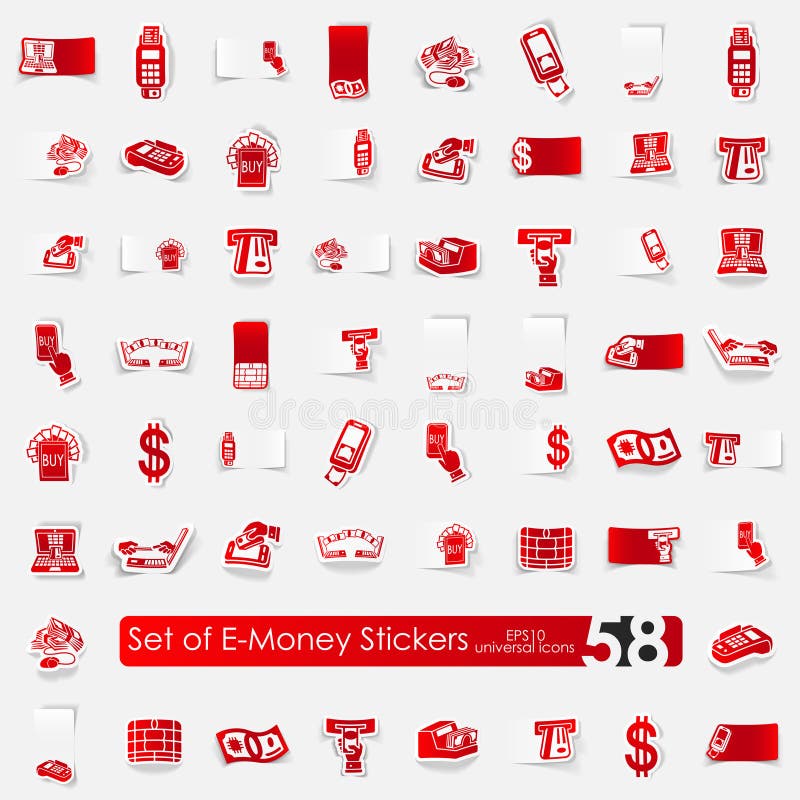 Set of e-money stickers stock vector. Illustration of electronic ...
