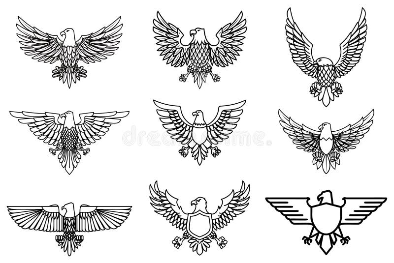 Set of Eagle Icons Isolated on White. Design Element for Logo, Label ...
