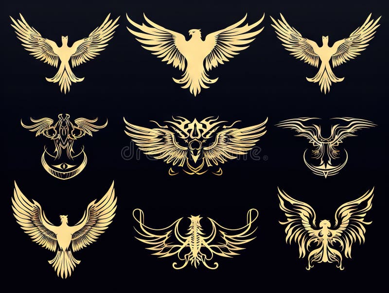 Set of Eagle Symbols Made with Generative AI Illustration Stock ...