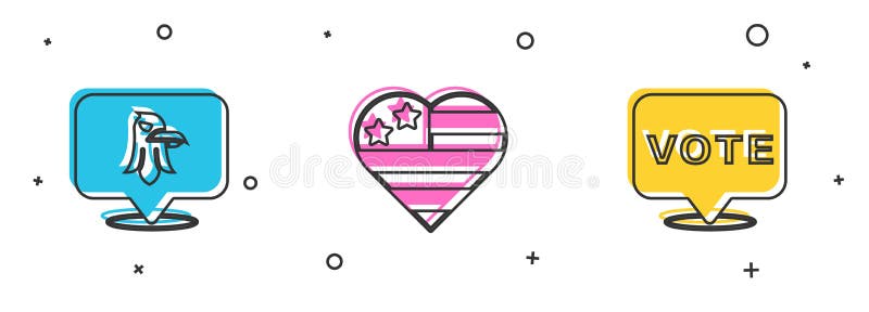 Set Eagle, USA Independence Day and Vote Icon. Vector Stock ...