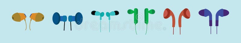 Set of Ear Buds Cartoon Icon Design Template with Various Models ...