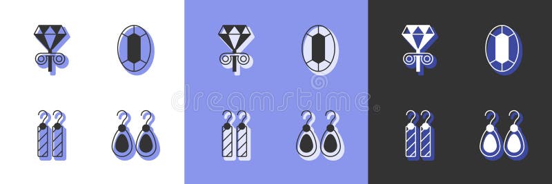 Set Earrings, Stud Earrings, and Gem Stone Icon. Vector Stock Vector ...