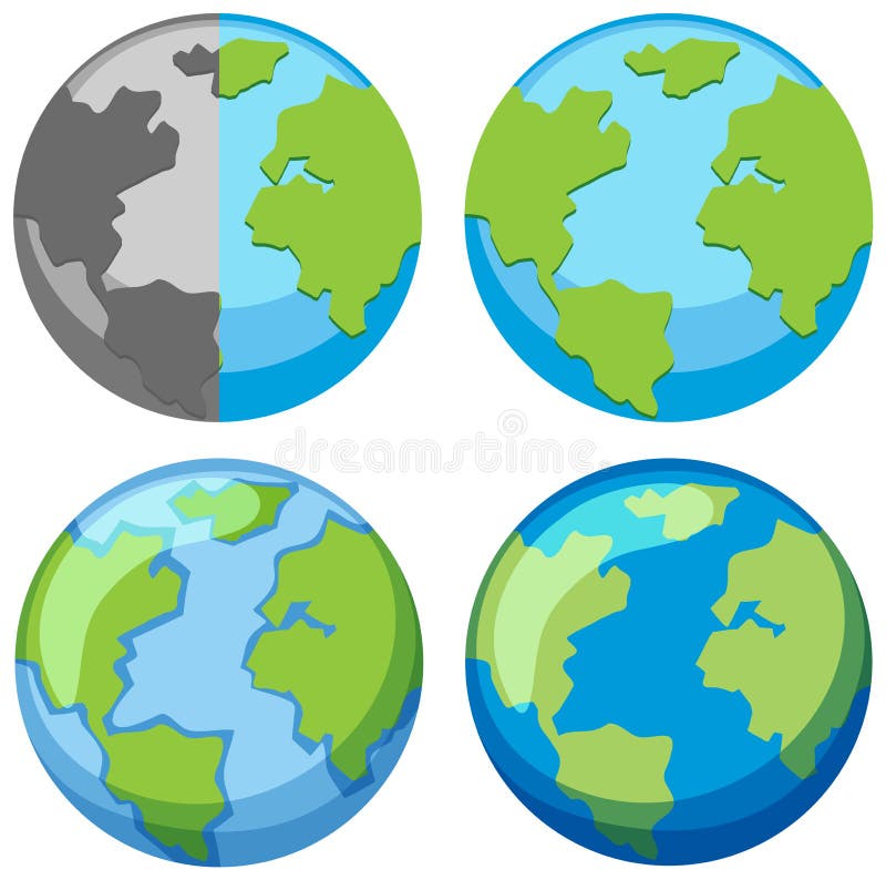 Set of earth cartoon style stock vector. Illustration of globe - 261653198