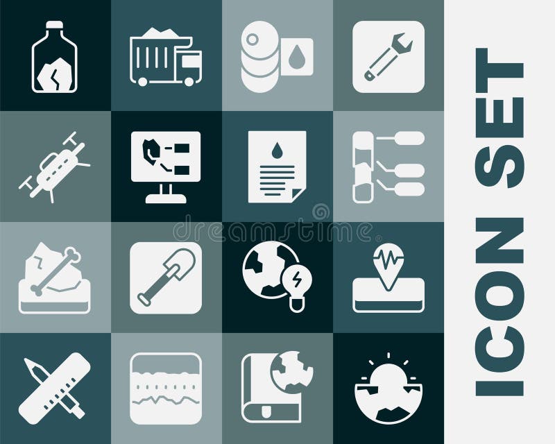 Set Earth Core Structure Crust, Earthquake, Soil Analysis, Barrel ...