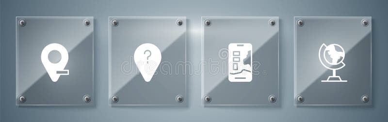 Set Earth Globe, City Map Navigation, Unknown Route Point and Location ...