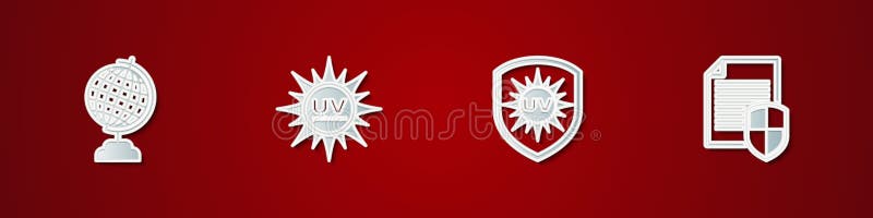 Set Earth Globe, UV Protection, and Document Icon. Vector Stock Vector ...