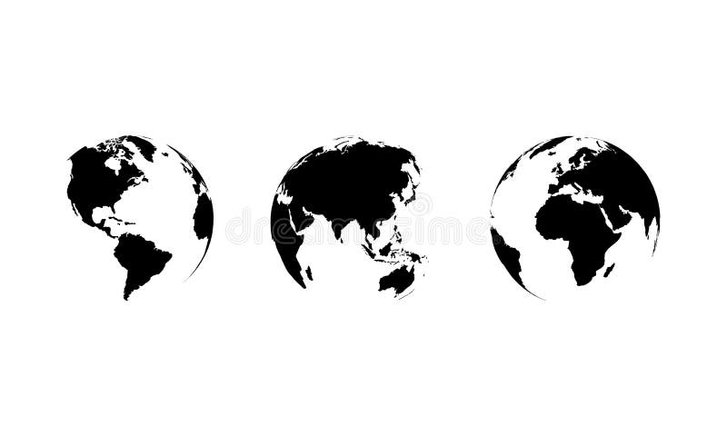 Set of Earth Icon Vector in Trendy Flat Style. World Map Symbol ... Set of Earth Icon Vector in Trendy Flat Style. World Map Symbol ...