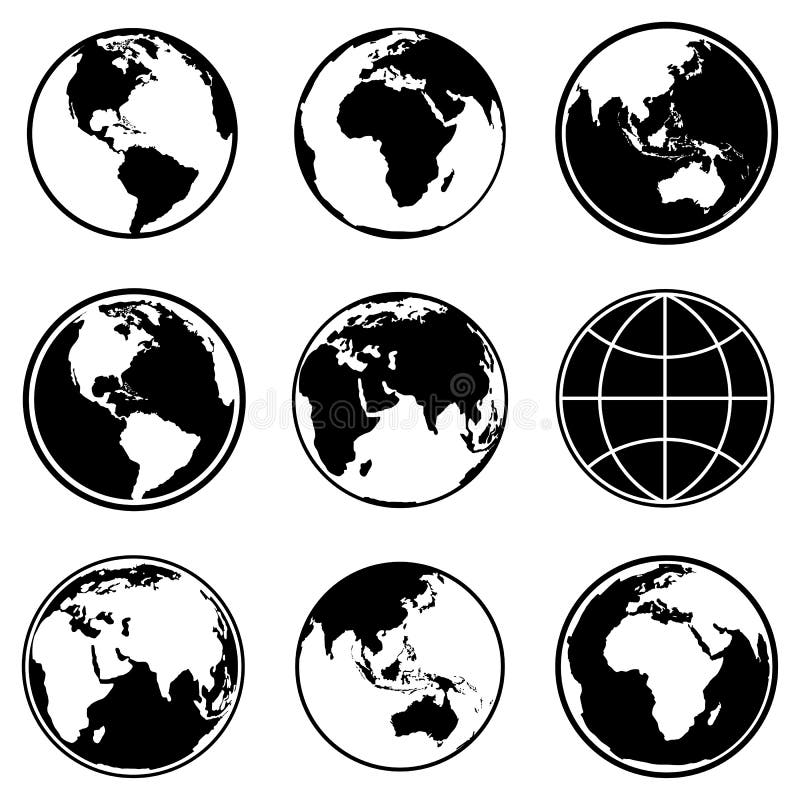 Set of Earth Planet Globe Icons. Vector. Stock Vector - Illustration of ...