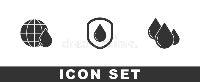Set Earth Planet in Water Drop, Waterproof and Icon. Vector Stock ...