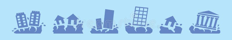 Set of Earth Quake Cartoon Icon Design Template with Various Models ...