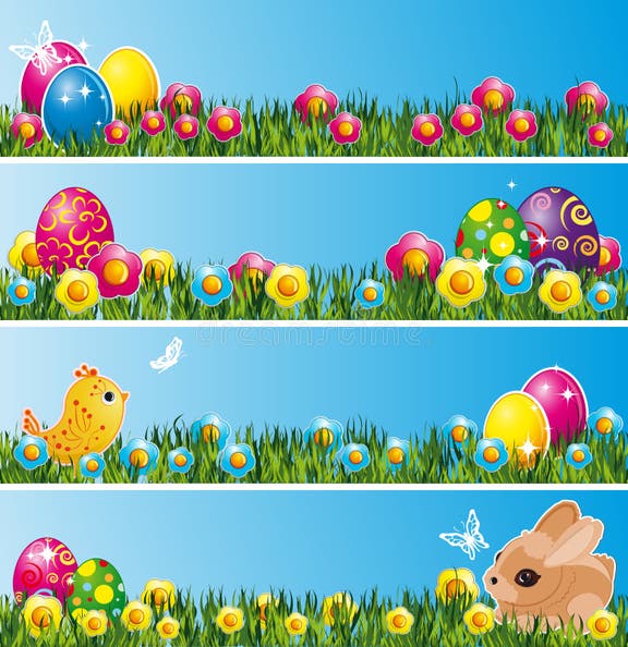 Set of Easter banners. stock vector. Illustration of bunny - 12724507
