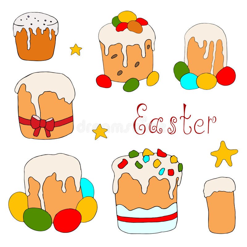 Set of Easter Cakes for the Holiday Stock Vector - Illustration of ...