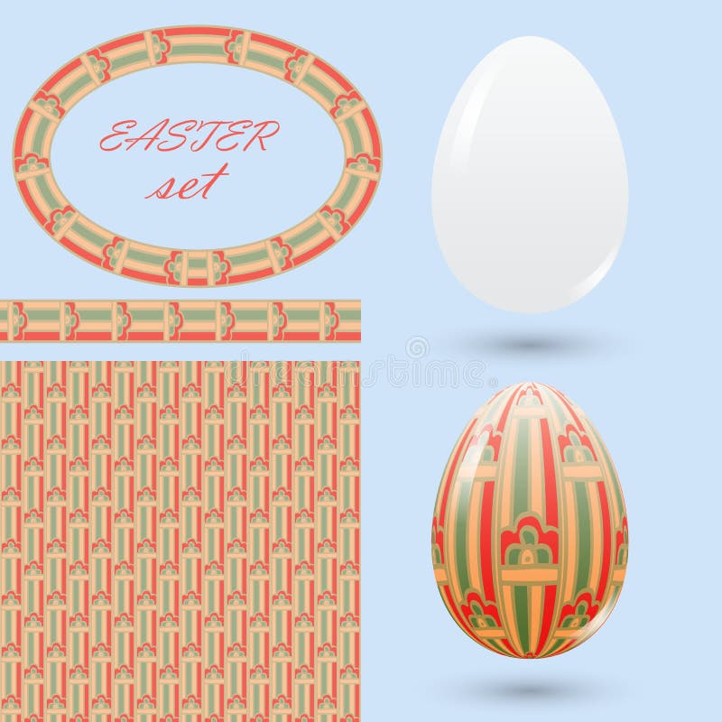 Set of Easter Design Elements. Eggs Seamless Pattern Frame and Brush ...