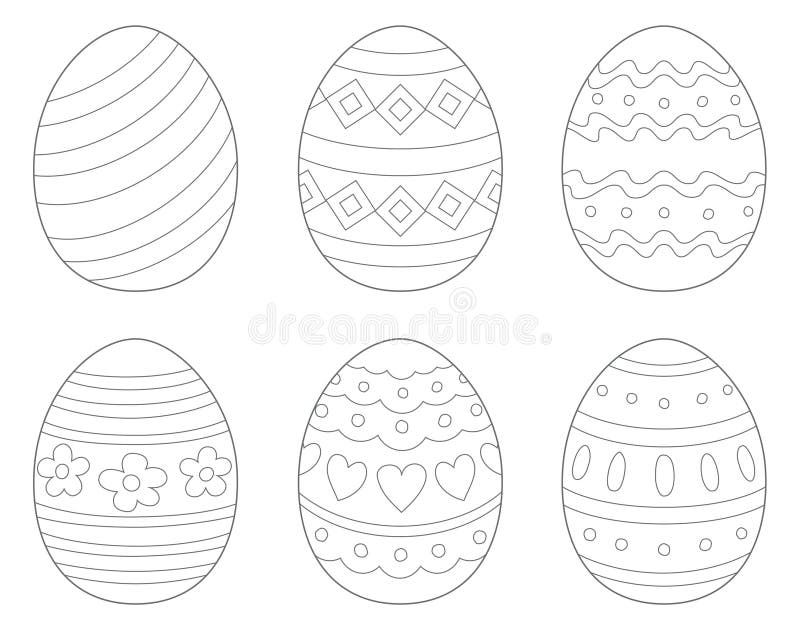 Set of Easter Eggs for Coloring. Stock Vector - Illustration of eggs ...
