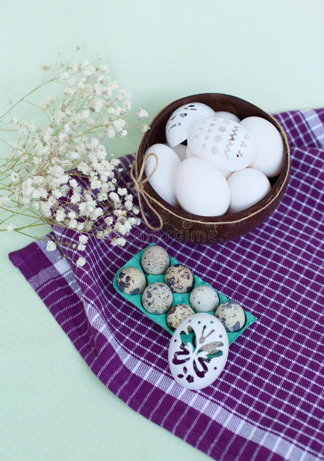 Set For Easter Eggs Decoration Stock Image - Image of green, bowl: 38726465