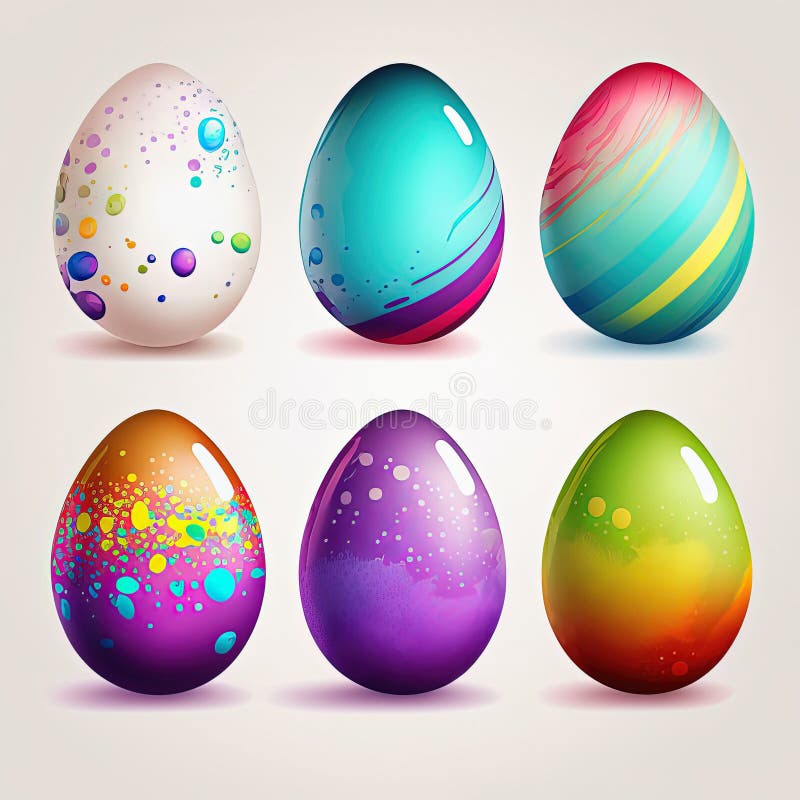 Set of Easter Eggs in Neon Colors on White Background. AI Stock ...