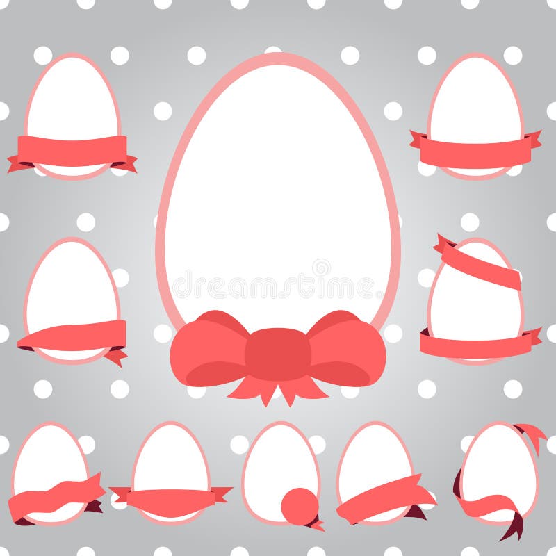 Set Easter Eggs with Ribbon Stock Vector - Illustration of happy ...