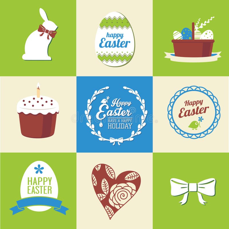 Set of Easter Elements and Labels Stock Vector - Illustration of ...