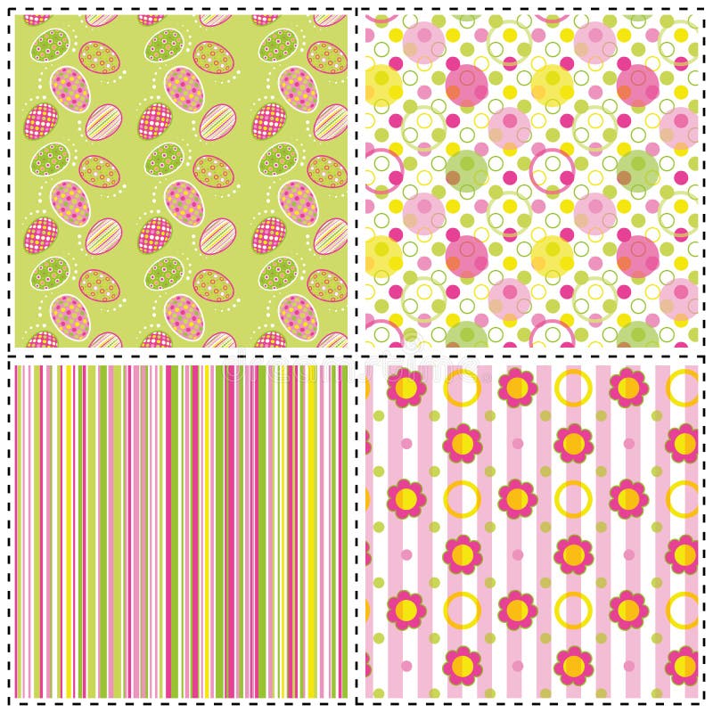 Set of Easter Holiday Seamless Pattern Stock Vector - Illustration of ...