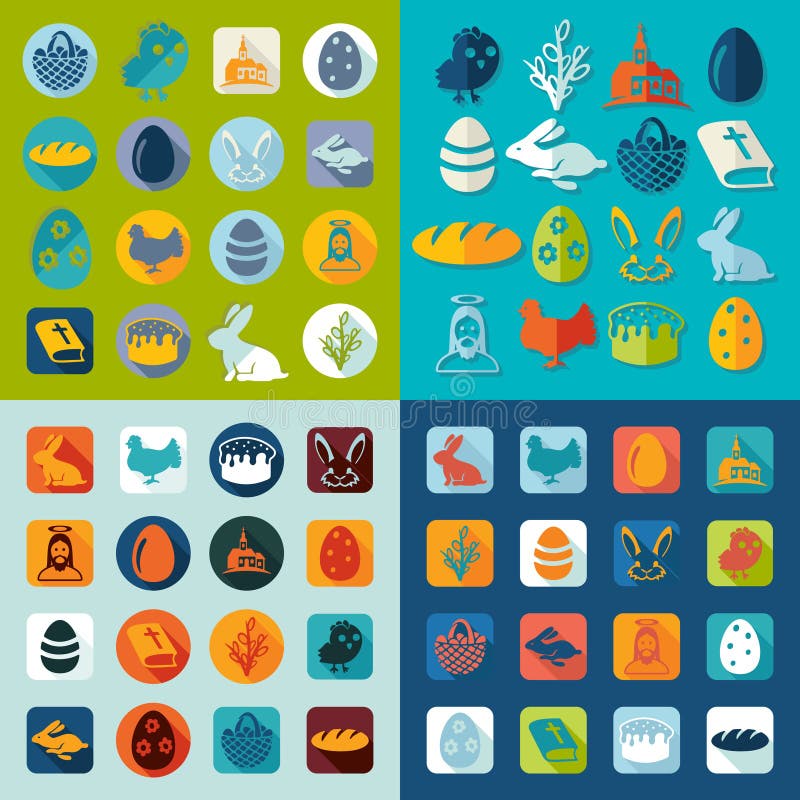 Set of easter icons stock vector. Illustration of flat - 65850067