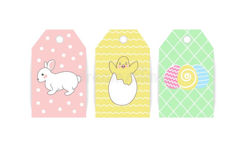 Set of Easter Label Templates with Chicken, Bunny and Easter Eggs Stock ...