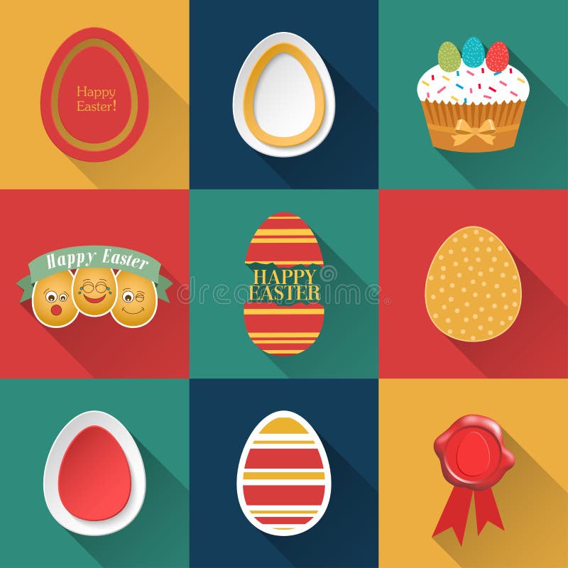 Set of Easter objects. stock vector. Illustration of icon - 37526703