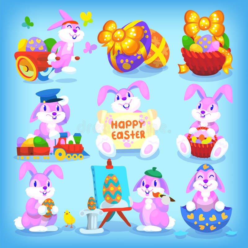 Easter Bunny Rabbits Seamless Pattern Stock Vector - Illustration of ...