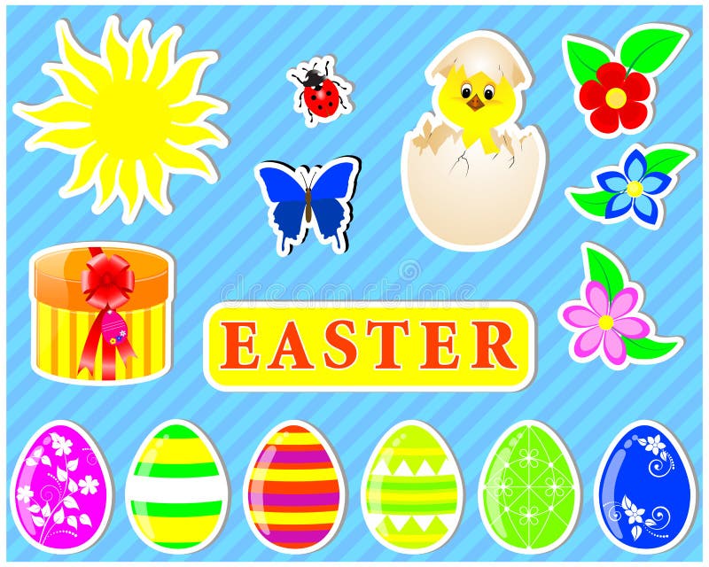 Set of easter stickers. stock vector. Illustration of holiday - 24198667