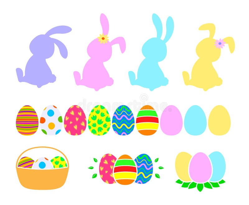 Set of Easter symbols. stock vector. Illustration of flat - 212649239