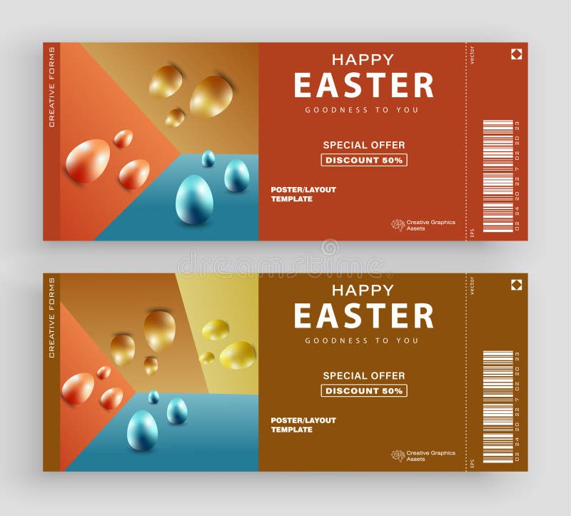 Set of Easter Ticket. Easter Background with Realistic Eggs Stock ...