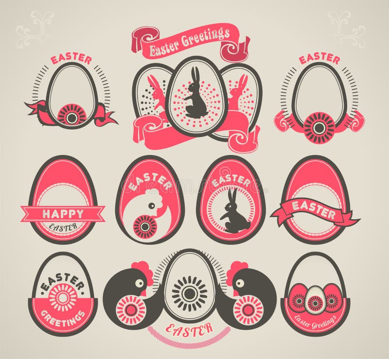 Set of Easter Vintage Elements Stock Vector - Illustration of graphic, icon: 37943007