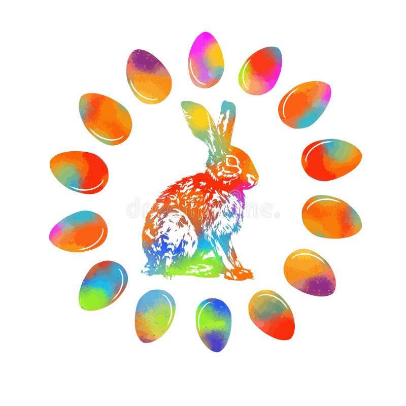 Set of Easter Watercolor Eggs. Happy Easter Text. Hand Drawing. Not AI ...