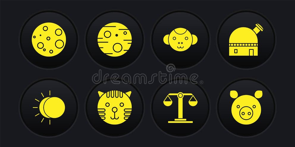 Set Eclipse of the Sun, Astronomical Observatory, Tiger Zodiac, Libra ...