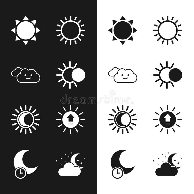 Set Eclipse of the Sun, Cloud, Sun, Sunset, with Moon and Stars and ...