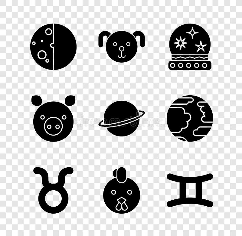 Set Eclipse of the Sun, Dog Zodiac, Magic Ball, Taurus, Rooster, Gemini ...