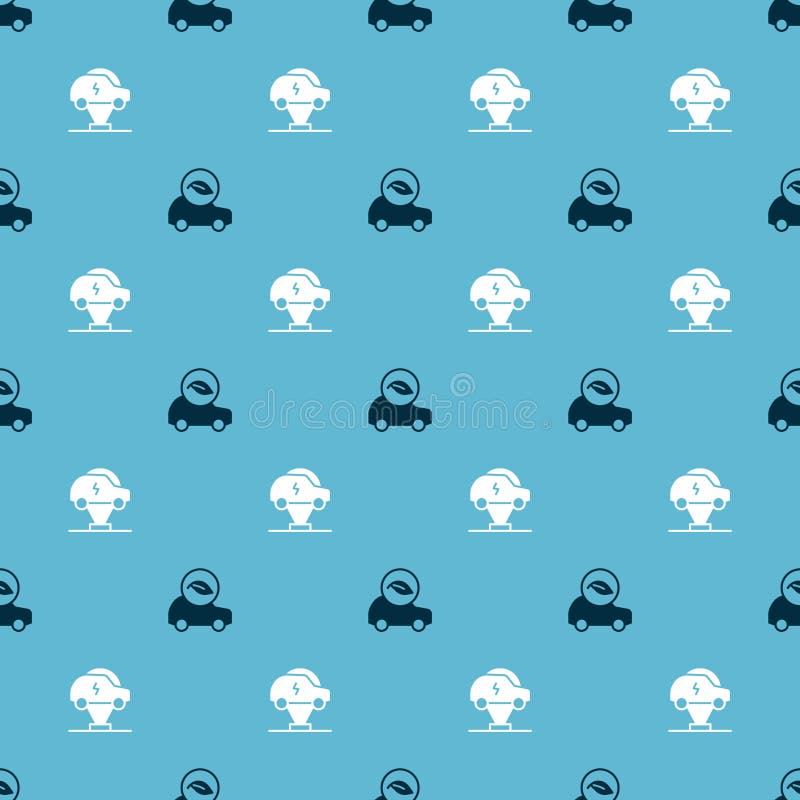 Set Eco Car and Electric on Seamless Pattern. Vector Stock Illustration ...