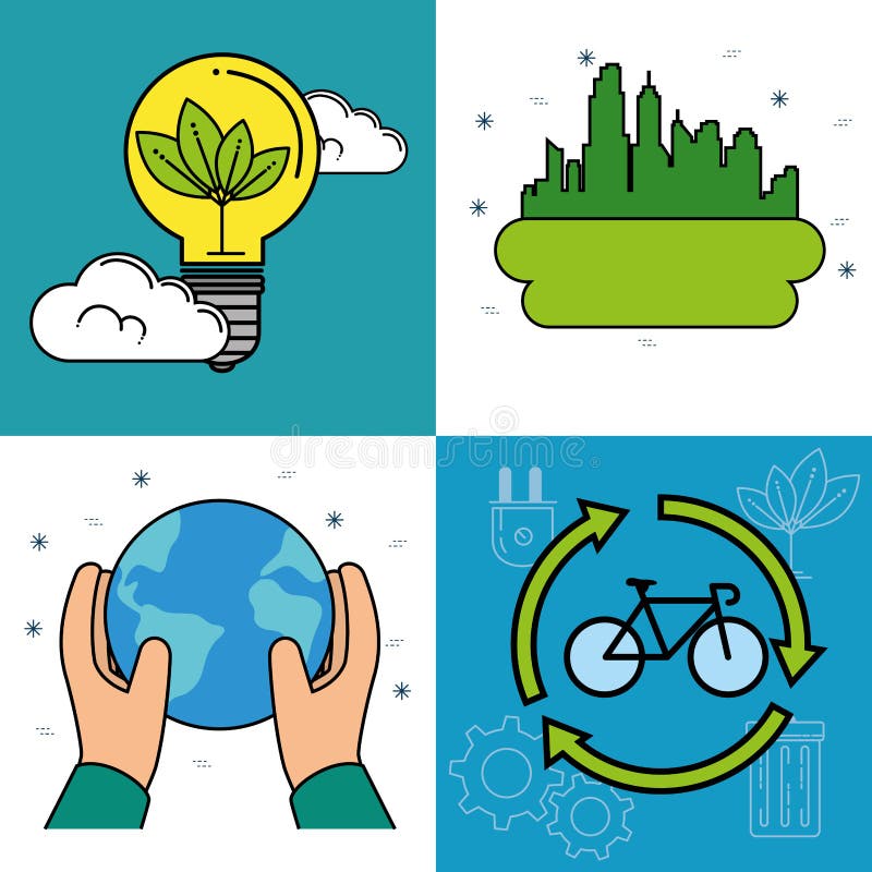 Set of eco energy elements stock vector. Illustration of natural ...