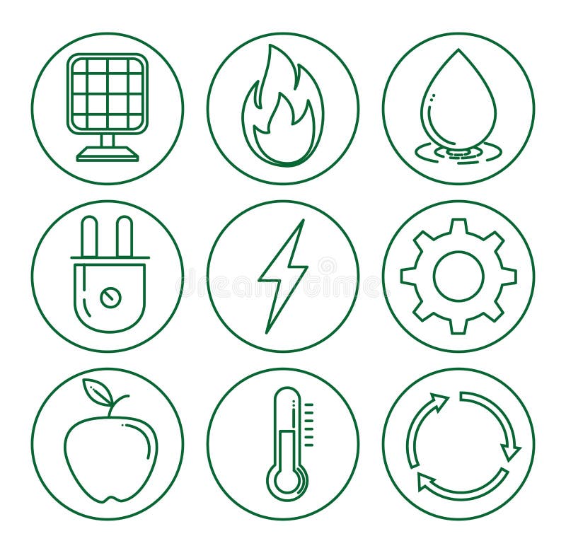 Set of eco energy elements stock vector. Illustration of plant - 109295483