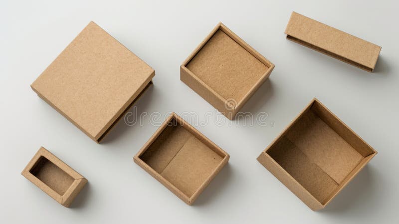 Set of Eco-friendly Cardboard Boxes in Various Sizes on Light ...