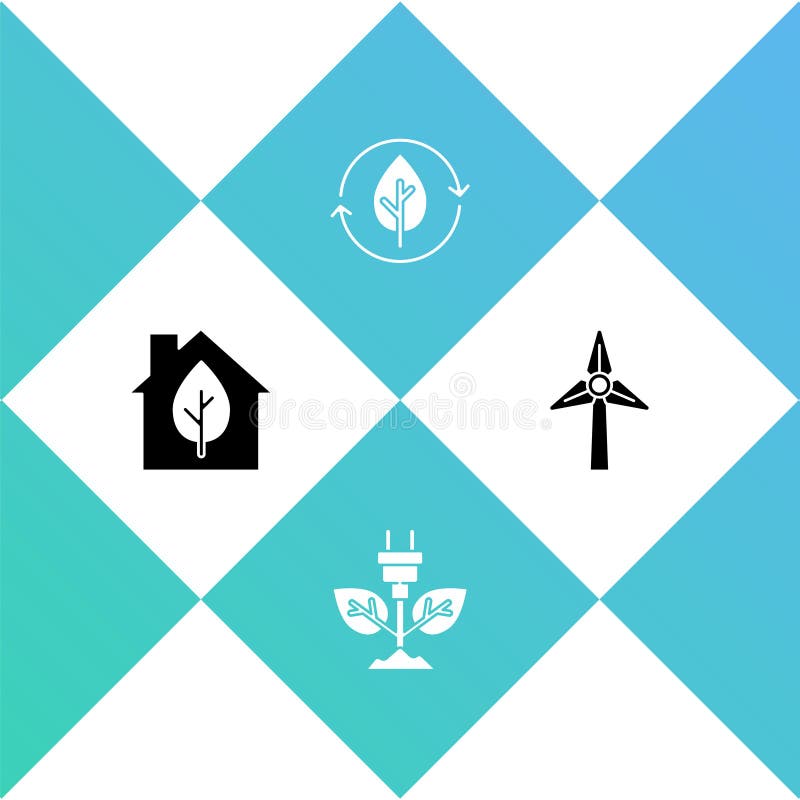 Set Eco Friendly House, Electric Saving Plug in Leaf, Recycle and and ...