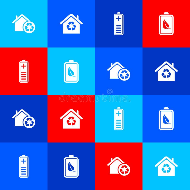 Set Eco House with Recycling, , Battery Charge Level Indicator and ...